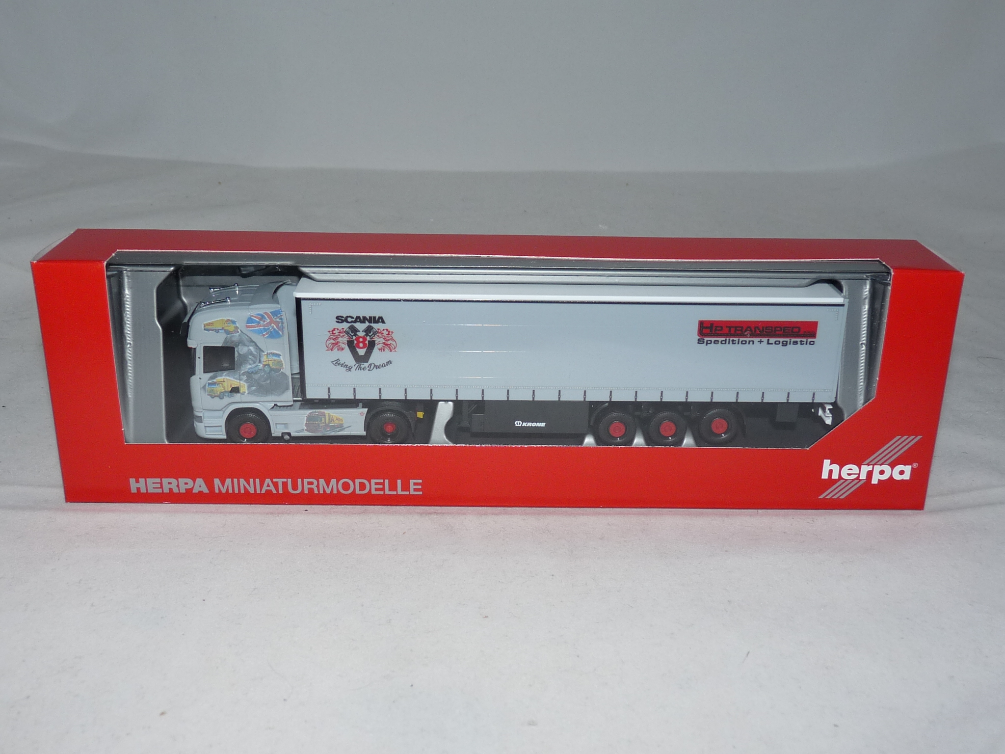 herpa 313483 Scania R `13 TL Gardinenplanen-Sattelzug HP Transped ...
